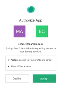 Logging in to Ecologi Zero